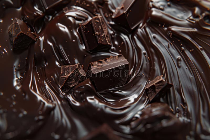 Melted Chocolate Texture with Chocolate Pieces. Background Stock ...