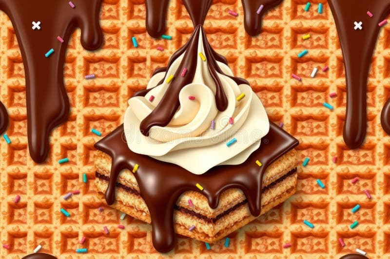 Melted Chocolate Waffle Pattern Stock Illustration - Illustration of ...