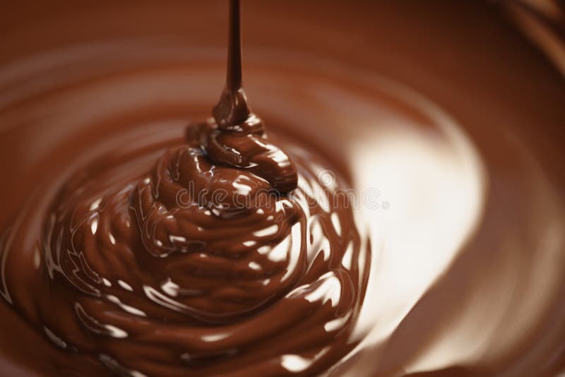 Melted Dark Chocolate Flows Closeup Stock Photo - Image of dessert ...