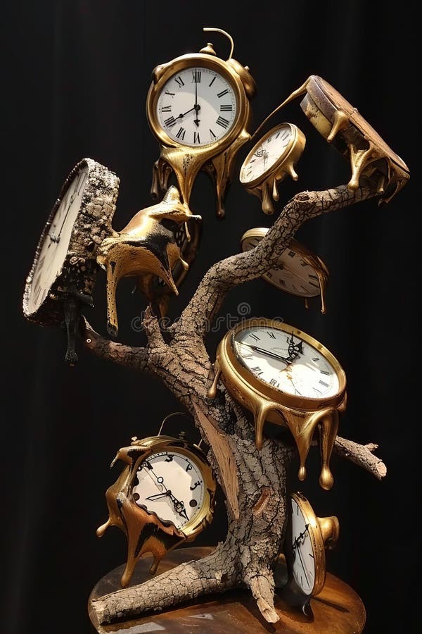 75 Melted Distorted Surreal Clocks on Branch Inspired by Salvador Dali ...