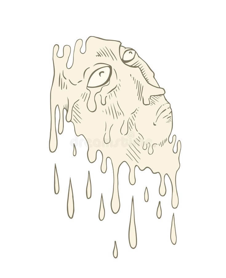Melted face draw stock vector. Illustration of splash - 318395607