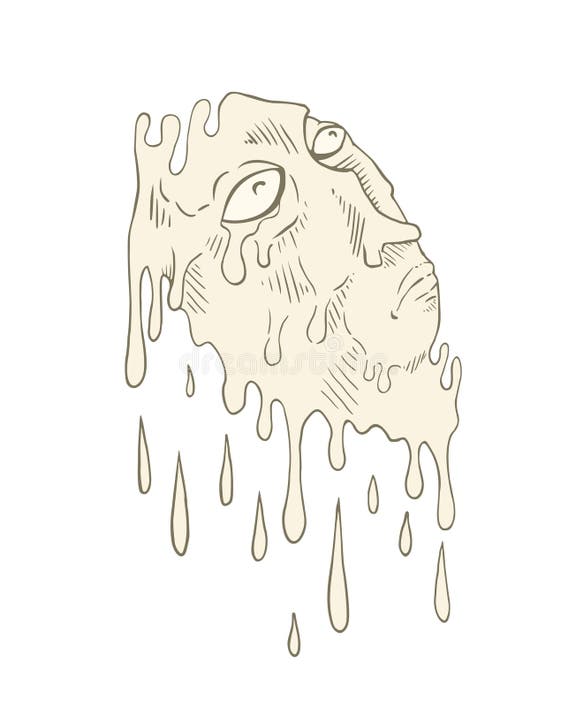 Melted face draw stock vector. Illustration of splash - 318395607