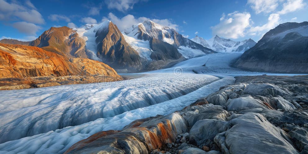 Melted Glacier among Rocks in the Highlands Stock Illustration ...