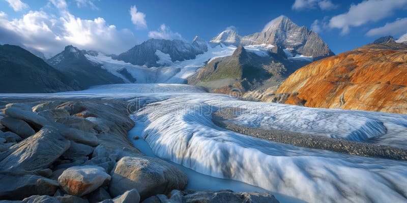 Melted Glacier among Rocks in the Highlands Stock Illustration ...