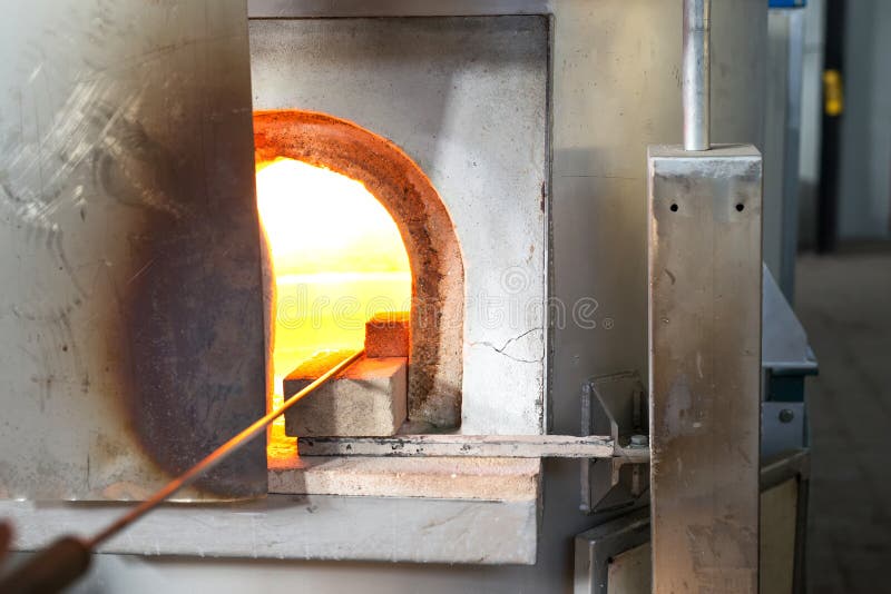 Melted Glass Furnace in Glass Factory - Selective Focus Stock Image ...
