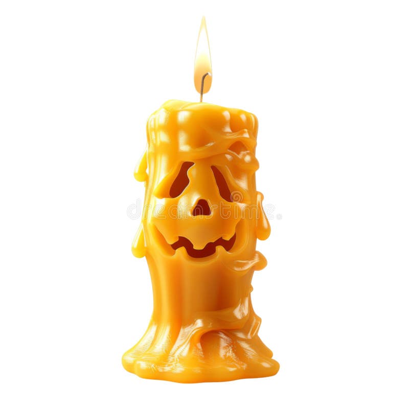 Melted Halloween Candle with Grinning Face Stock Photo - Illustration ...