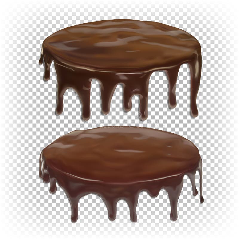 Melted Hot Chocolate Drips from the Surface of the Round Cake. Vector ...