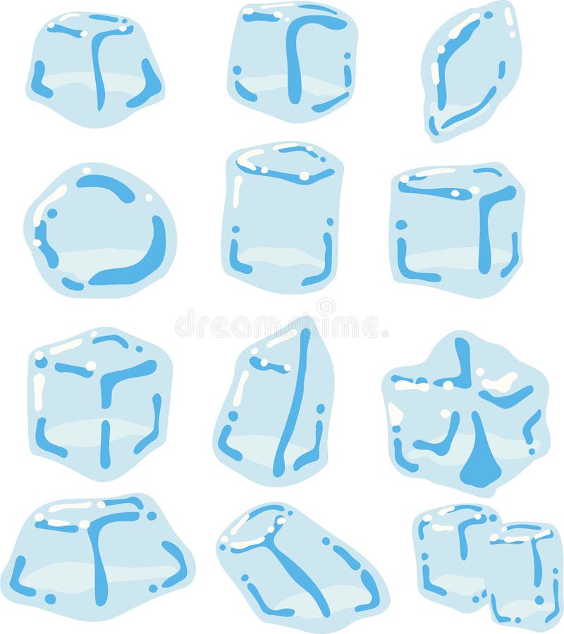 Melted Ice Illustration Set Stock Illustration - Illustration of cool ...