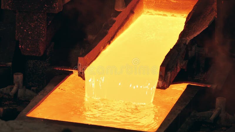 Melted Liquid Copper is Flowing into Industrial Container Stock Video ...