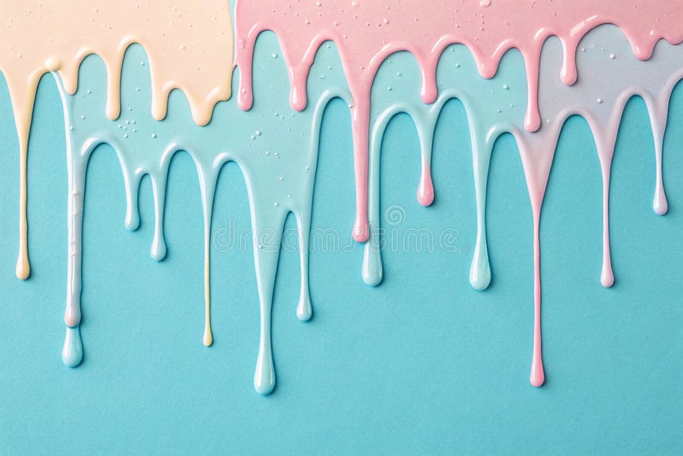 Melted Pastel Wax Dripping on Blue Canvas - Generated by Ai Stock ...