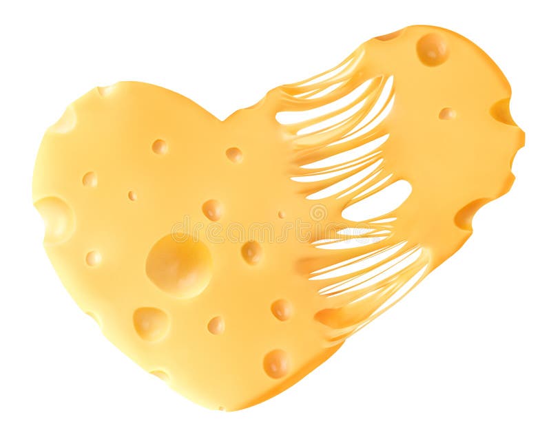 Melted Piece of Cheese in the Shape of a Heart on a White Isolated ...