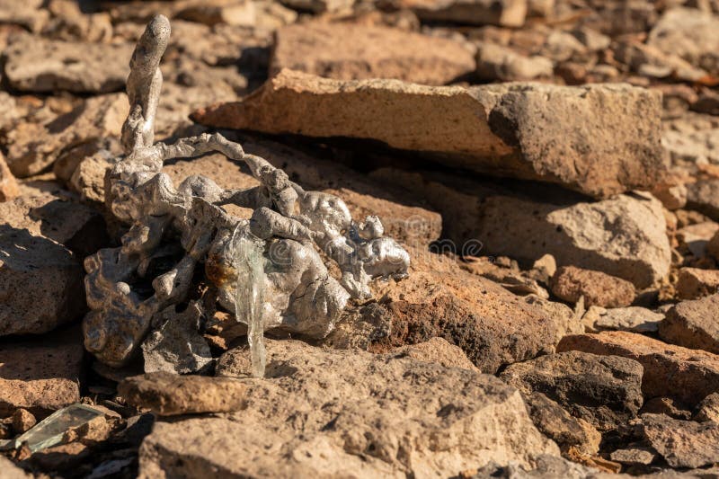 Melted Pile of Aluminum after Fire at Lookout Tower Stock Photo - Image ...