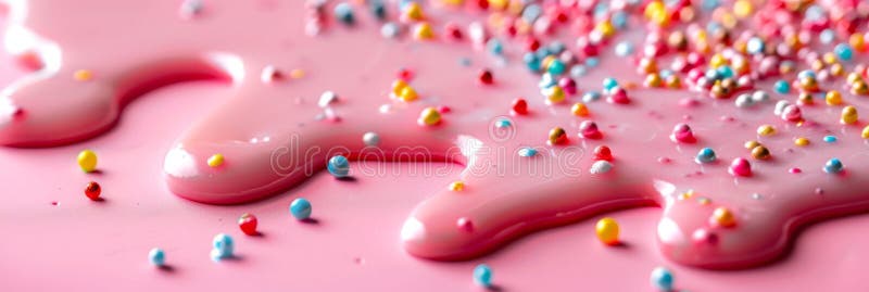 Melted Pink Icing with Sprinkles Stock Photo - Image of glossy, melted ...
