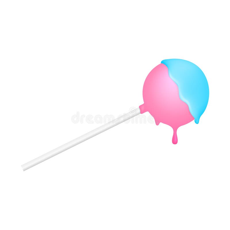 Melted Pink Lollipop with Blue Caramel. Vector Cake Pop Illustration ...
