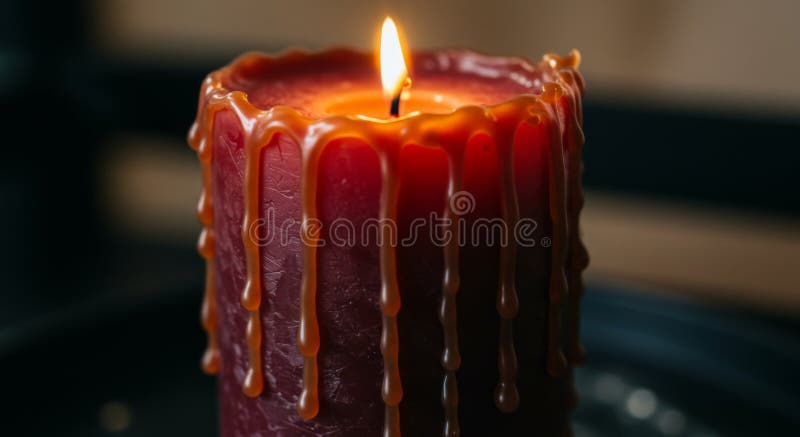 Melted Red Candle with Dripping Wax and Warm Light Stock Illustration ...