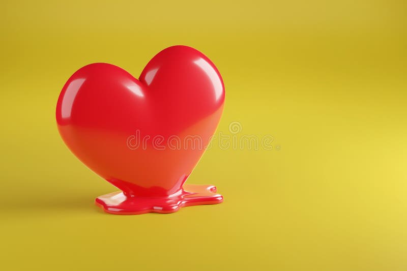 Melted Red Heart with Copy Space. 3d Illustration Stock Illustration ...