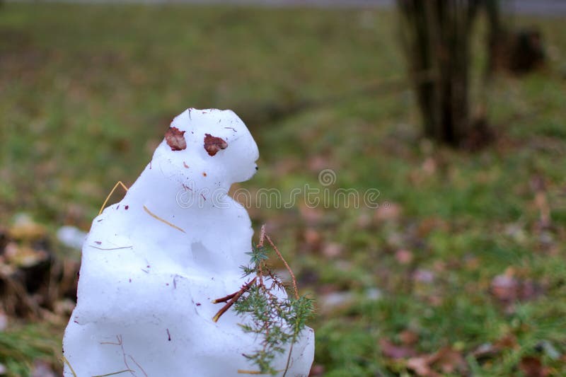 Melted Snowman in Park in Spring Stock Image - Image of season, grass ...