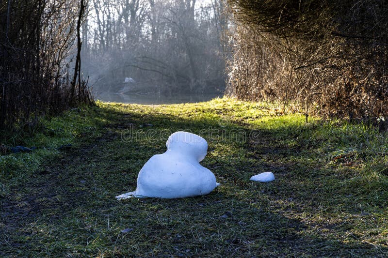 A Melted Snowman in Spring on a Meadow by the River. Poland Stock Image ...