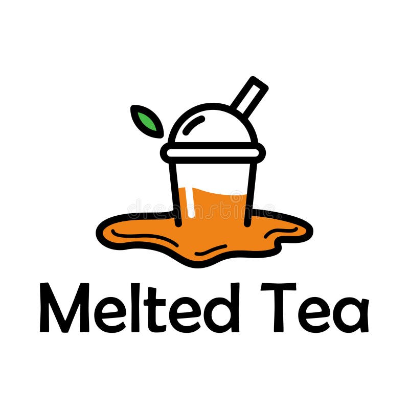 Melted Tea Cafe Flat Minimalist Logo Design Stock Illustration ...