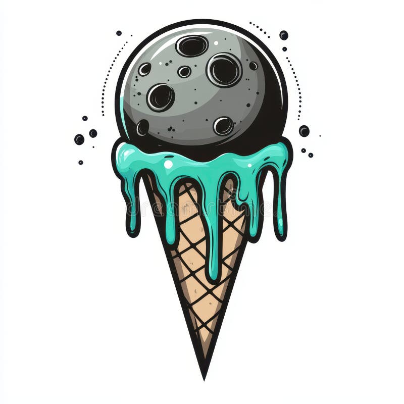 Moon Ice Cream Cone stock illustration. Illustration of cream - 385926571