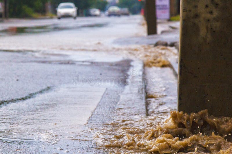 Melted Water Flows Down through the Manhole Stock Image - Image of ...