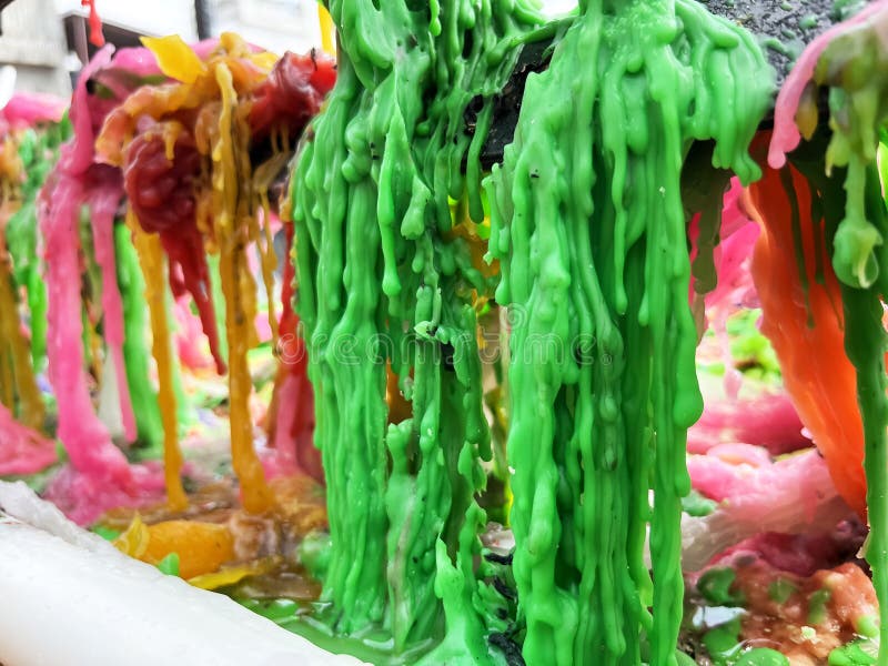Melted Wax from Candles of Different Colors Stock Image - Image of ...
