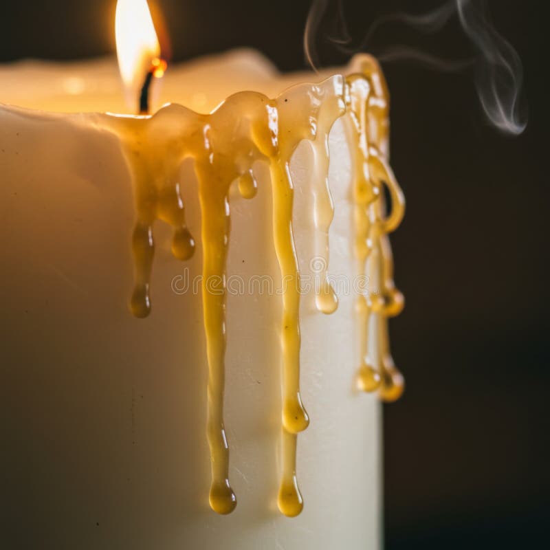 Melted Wax Dripping from a Burning White Candle Stock Illustration ...