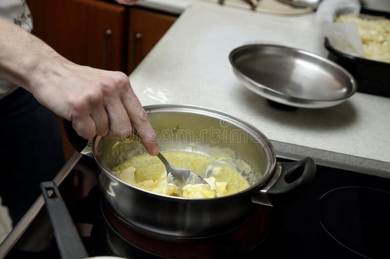 Melting Butter in Cooking Pot Stock Image - Image of kitchen, home ...