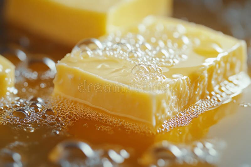 Melting Butter in Hot Cooking Oil Stock Photo - Image of smooth ...