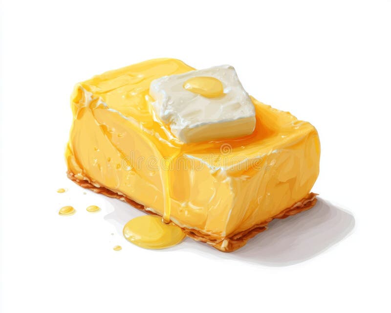 Melting Butter Pat on a White Background Stock Illustration ...