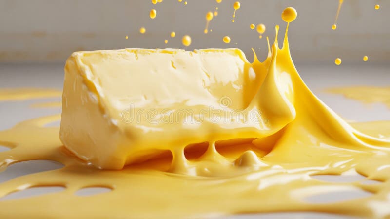 Melting Butter Splash: Yellow Dairy Product on White Background Stock ...