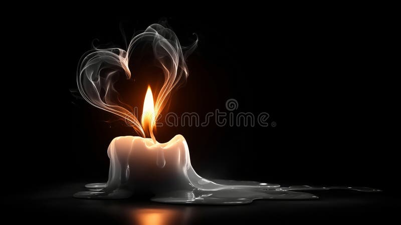 Melting Candle Flame in Heart Shape Stock Photo - Image of heart ...