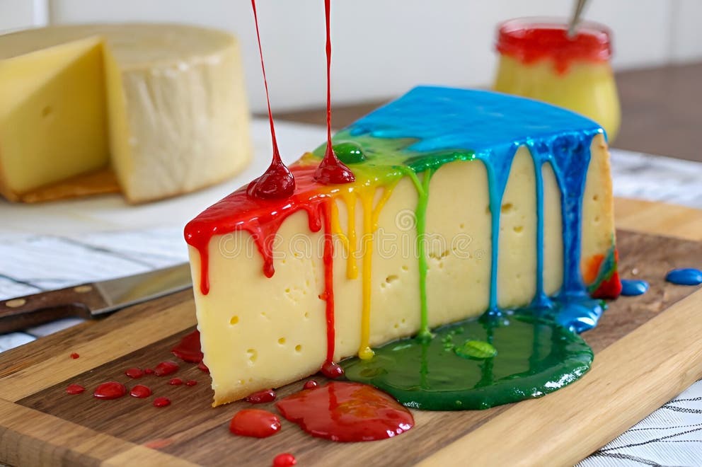 Melting Cheese Drips in Various Colors. Generated Using AI. Stock ...