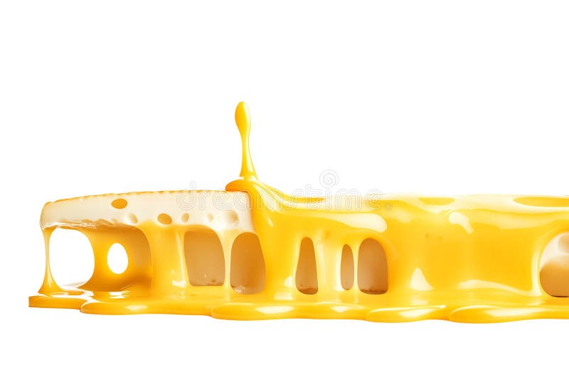Melting Cheese Slice with a Splash Effect Isolated on a White ...