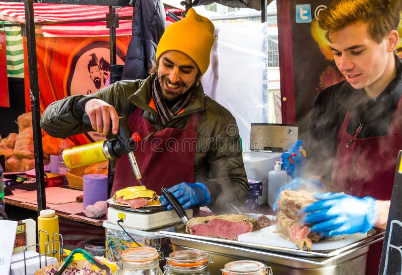 Melting Cheese Using a Blow Torch at Camden Market Editorial Stock ...