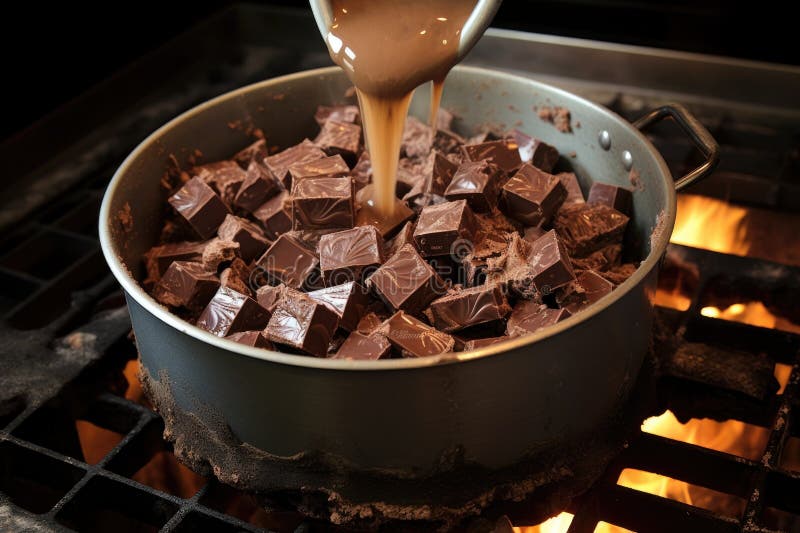 Melting Chocolate Chunks in a Double Boiler Stock Illustration ...