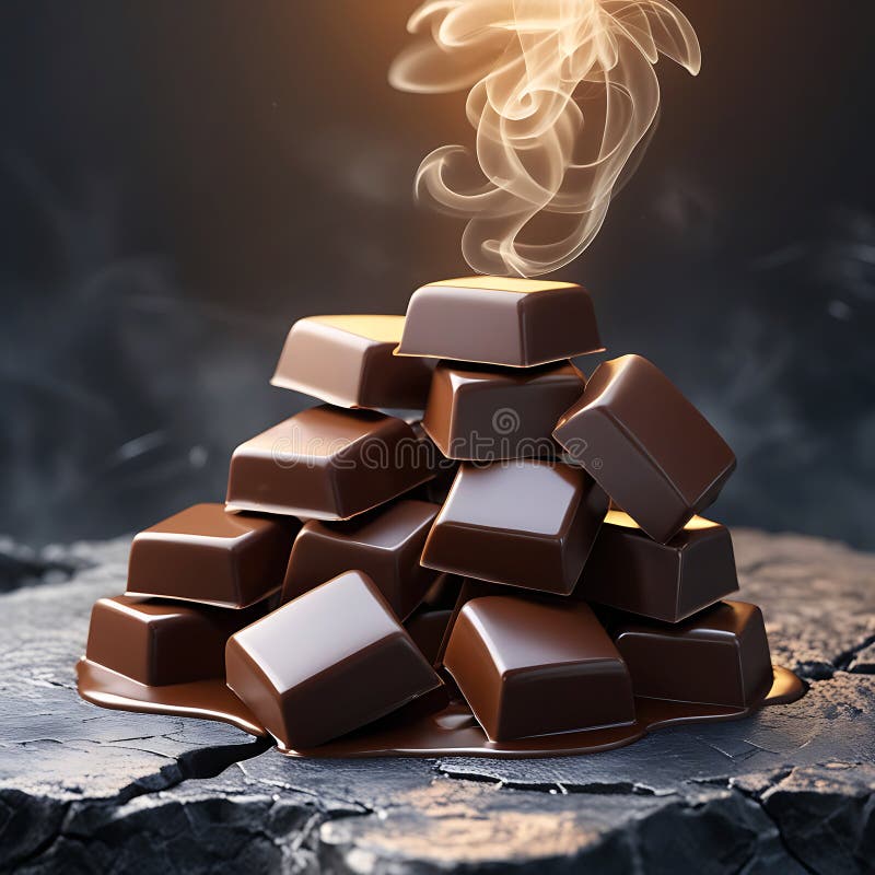 Melting Chocolate Cubes on Textured Stone Surface Stock Illustration ...