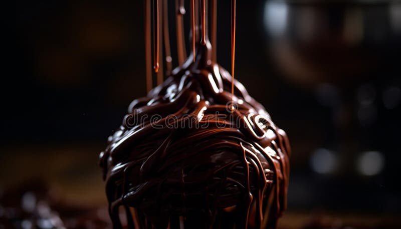 Melting Chocolate Drops on Homemade Gourmet Dessert Generated by AI ...