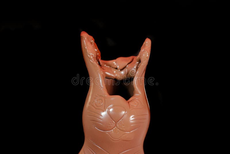 Melting Chocolate Figure, Easter Bunny Stock Photo - Image of candy ...