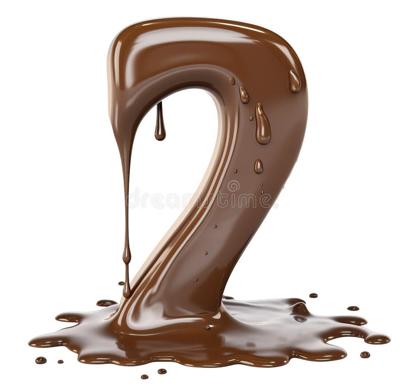 Melting Chocolate Number 7 Isolated on White. Generative AI ...