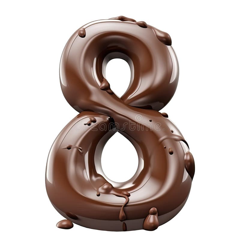 Melting Chocolate Number 8 Isolated on White. Generative AI ...