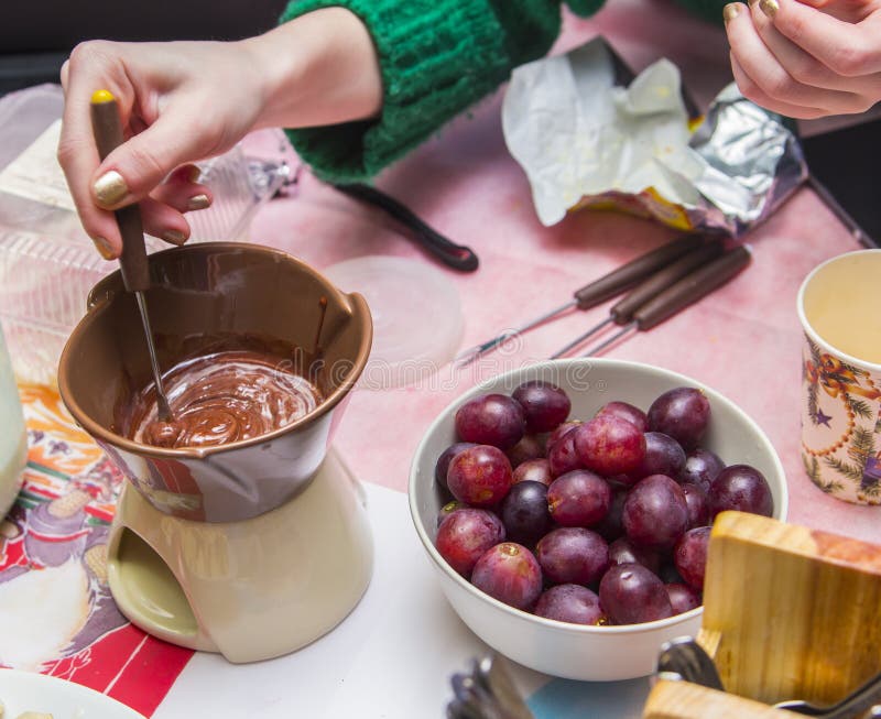 Melting Chocolate To Warm Candles, Cooking Process Stock Photo - Image ...