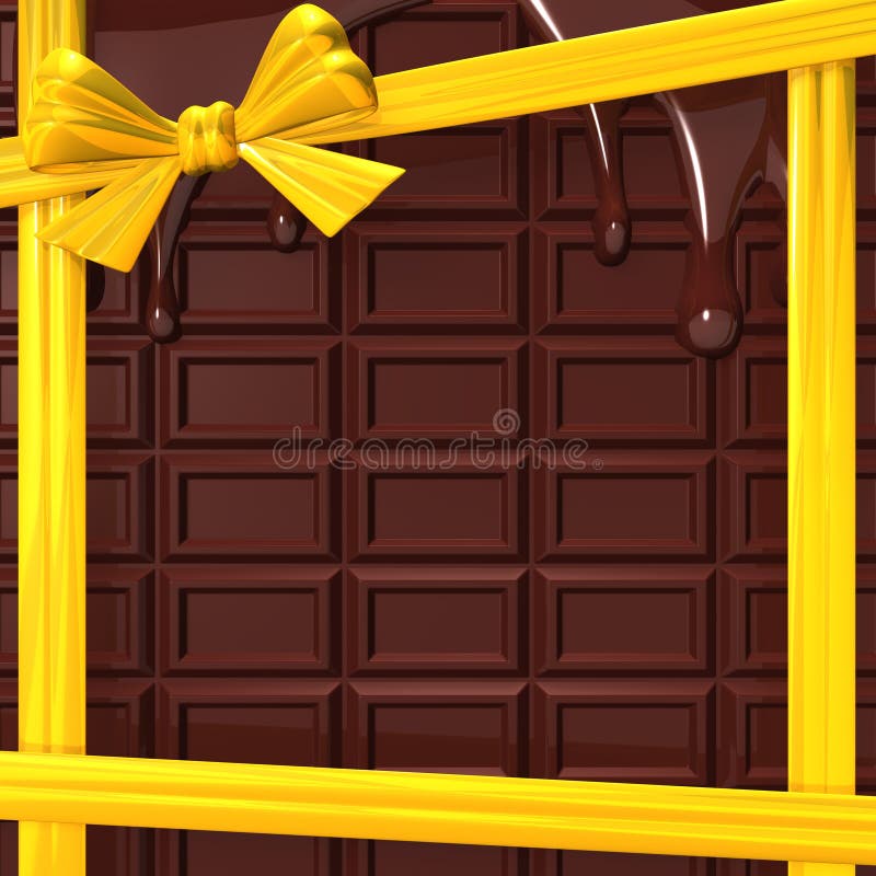 Melting Chocolate with Yellow Ribbon for Background Stock Illustration ...