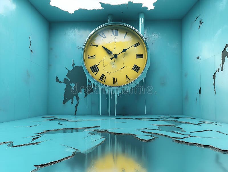 Melting Clock, Blue Room, Water Reflection, Surreal Artwork Stock ...