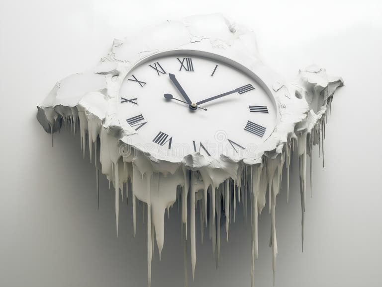 Melting Clock, Dripping Paint, White Floor, Surreal Composition Stock ...