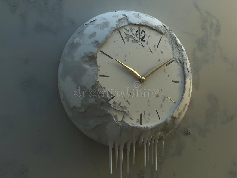 Melting Clock, Grey Texture, White Face, Surreal Composition Stock ...