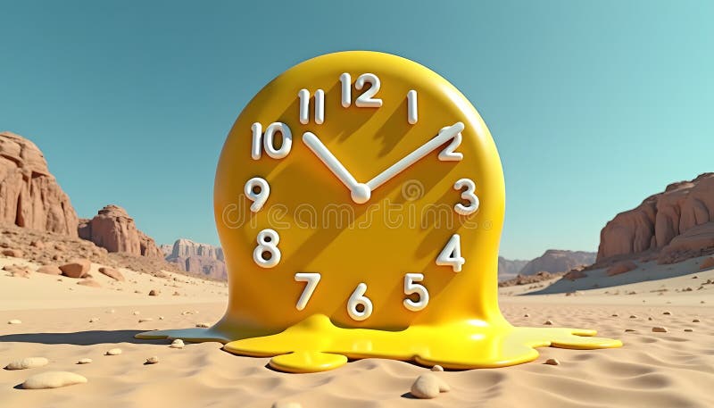 A Melting Clock Sits in the Vast Desert, a Surreal Visualization of ...