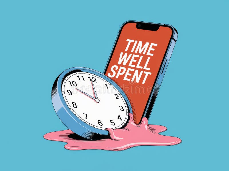 Melting Clock and Smartphone Symbolizing Time Management and ...