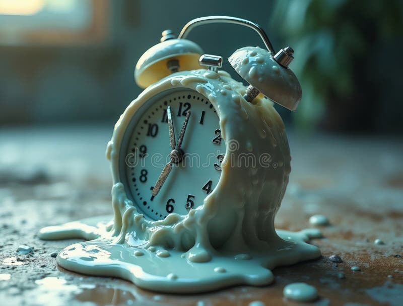 Melting Clock on a Smooth Surface Stock Illustration - Illustration of ...