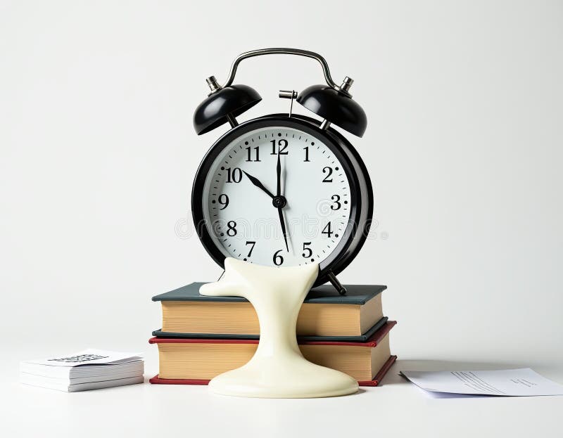 Melting Clock on Stack of Books - Time Management Concept Stock ...